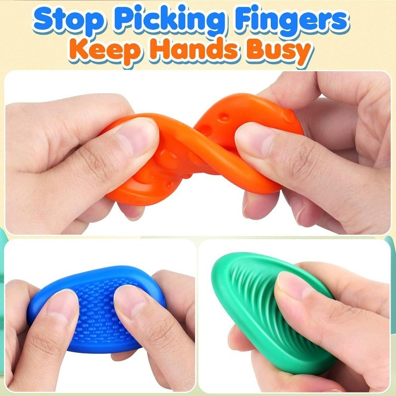 6PCS Soft Worry Stone Fidget Toy Autism Kid Calming Sensory Stone ...