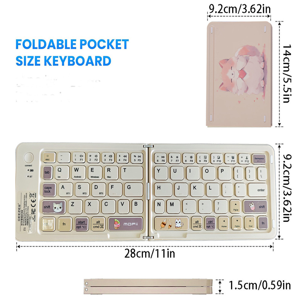 Foldable Bluetooth Wireless Folding Keyboard 67 Keys Cute Style ...