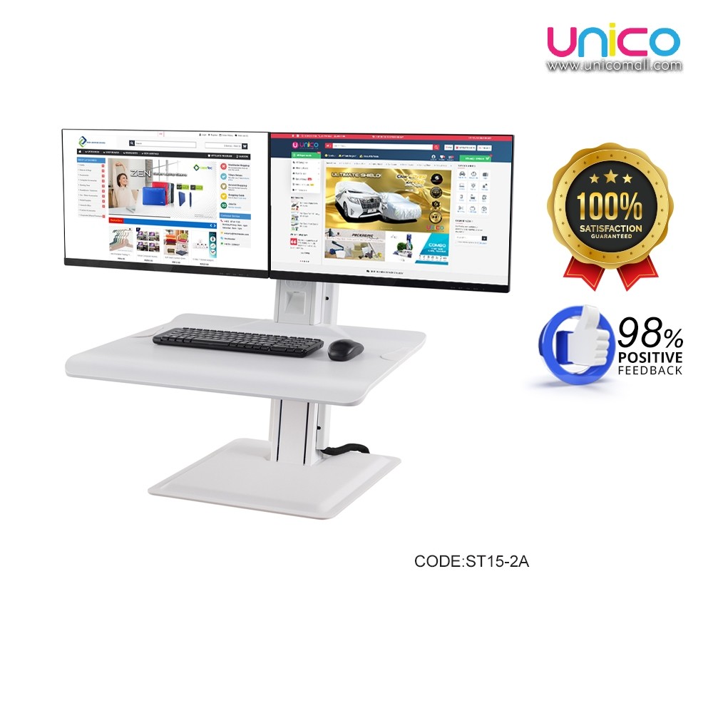 Unicomall Desktop Ergonomic Dual Monitor Integrated Sit Stand ...