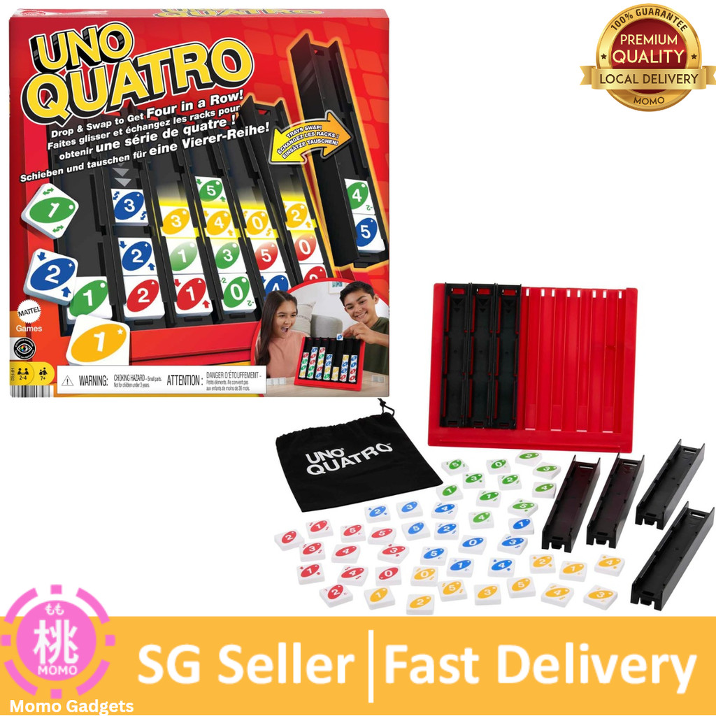 Mattel Games UNO Quatro Game with Colored Tiles & Plastic Game Grid for ...