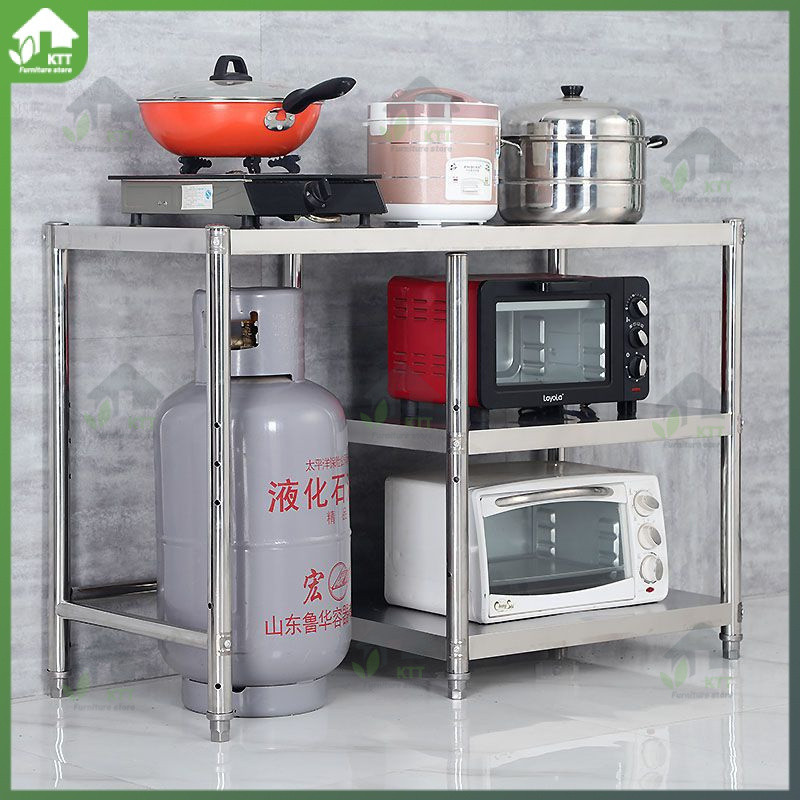 Three-Layer Kitchen Stainless Steel Storage Rack Floor Gas Stove ...