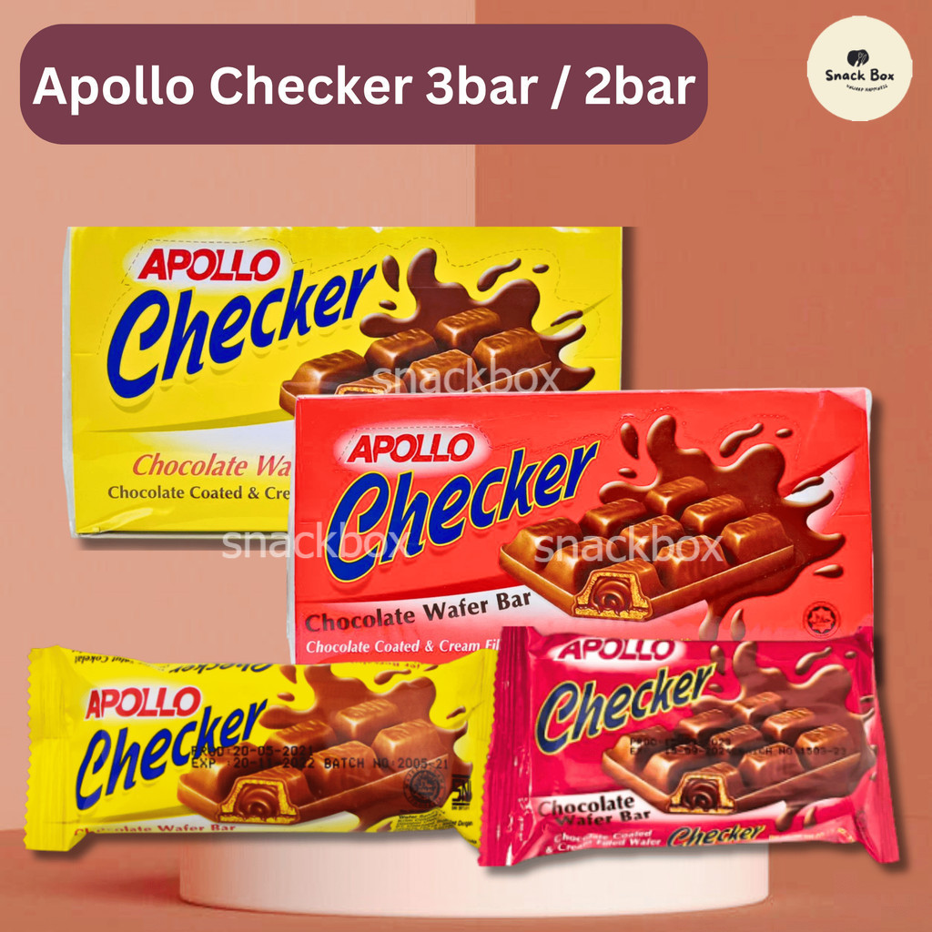 Apollo Checker Chocolate Wafer Bar & Cream Filled Wafer ( 3Bar / 2Bar ...