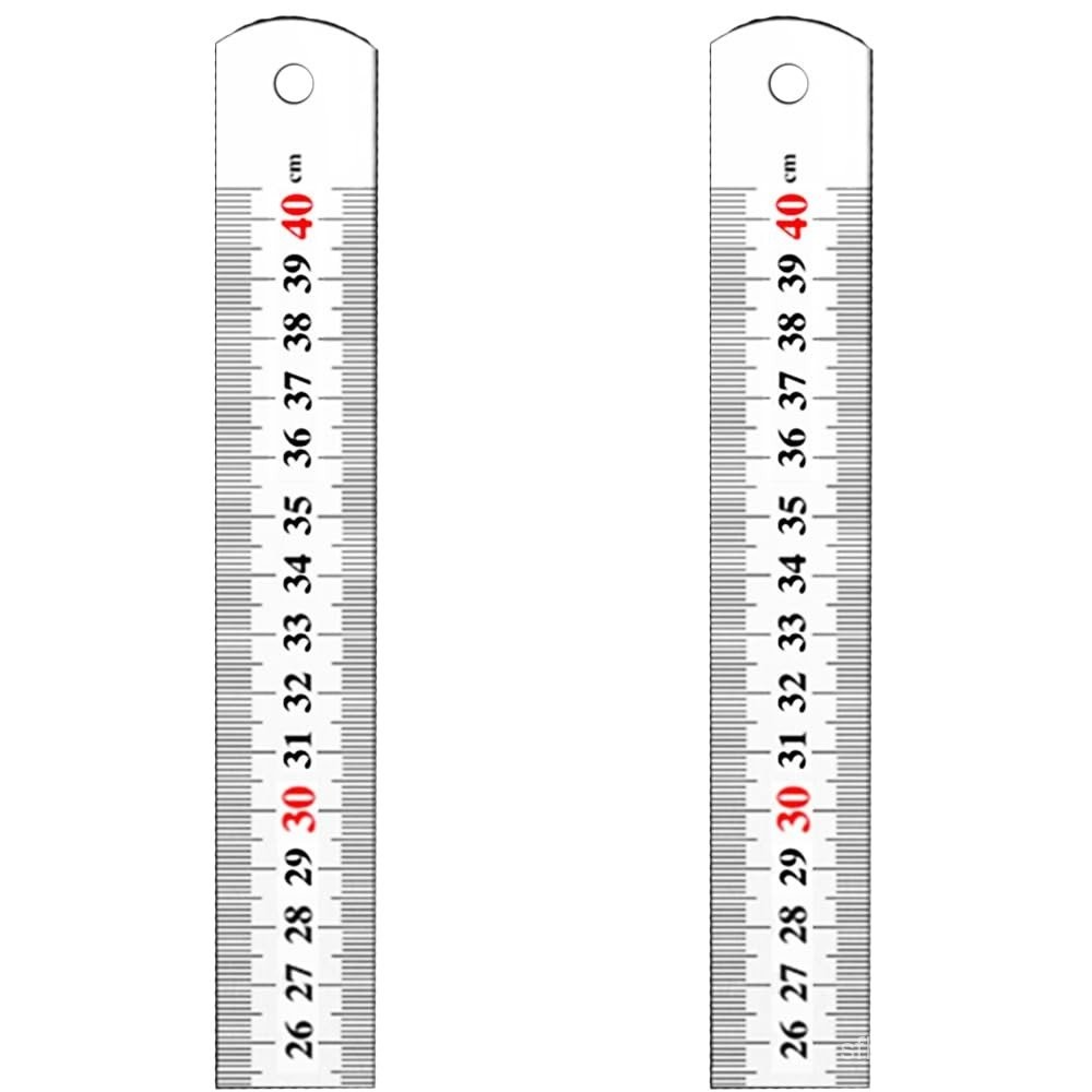 Metal Rulers, 2PCS 40cm Dual Side Precision Long Stainless Steel Ruler ...