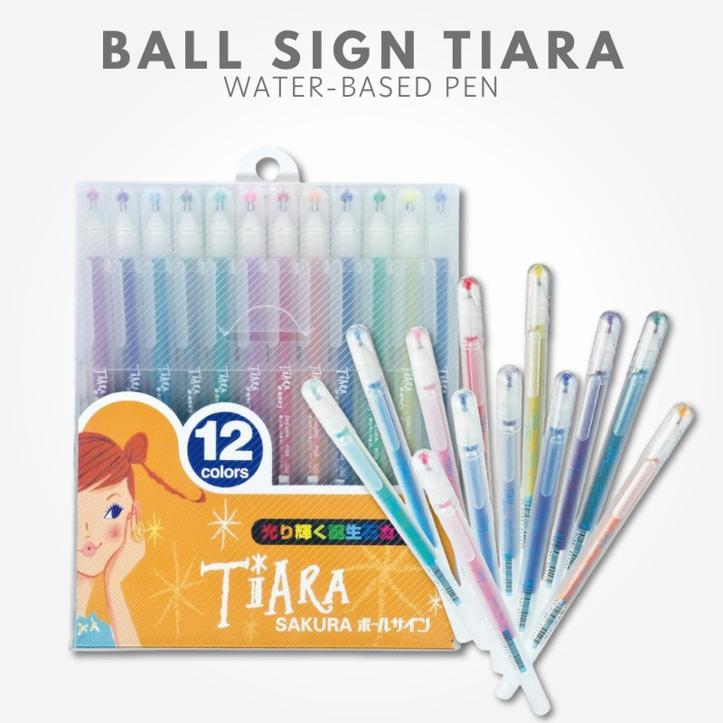 SAKURA Water-Based Ballpoint Pen - Ball Sign Tiara, 12 Colors Set ...