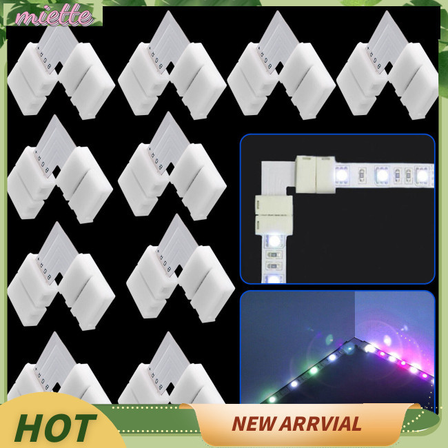 Miette 10x 10mm 4 Pin 5050/3528 Rgb Led Strip Light Corner Connector L-shaped Design Pbt ...