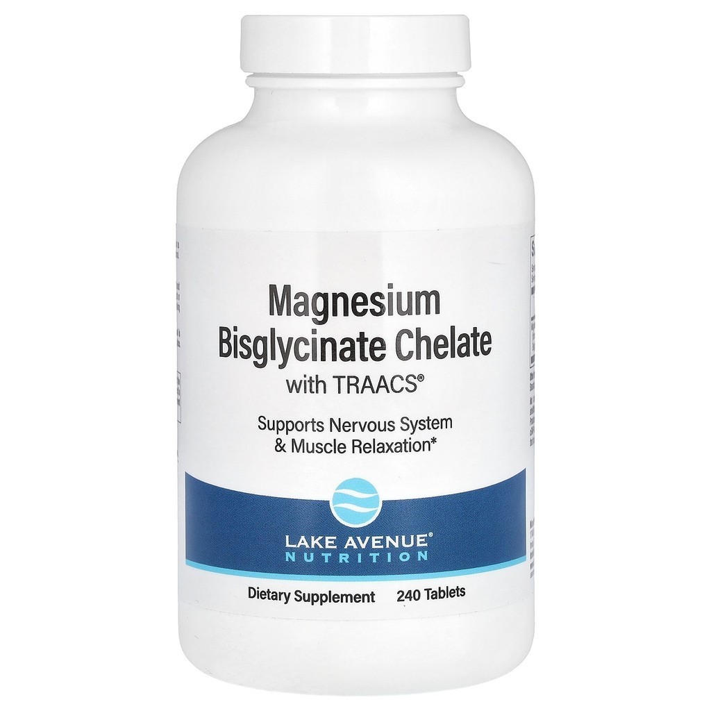 Lake Avenue Nutrition Magnesium Bisglycinate Chelate with TRAACS®, 200 ...