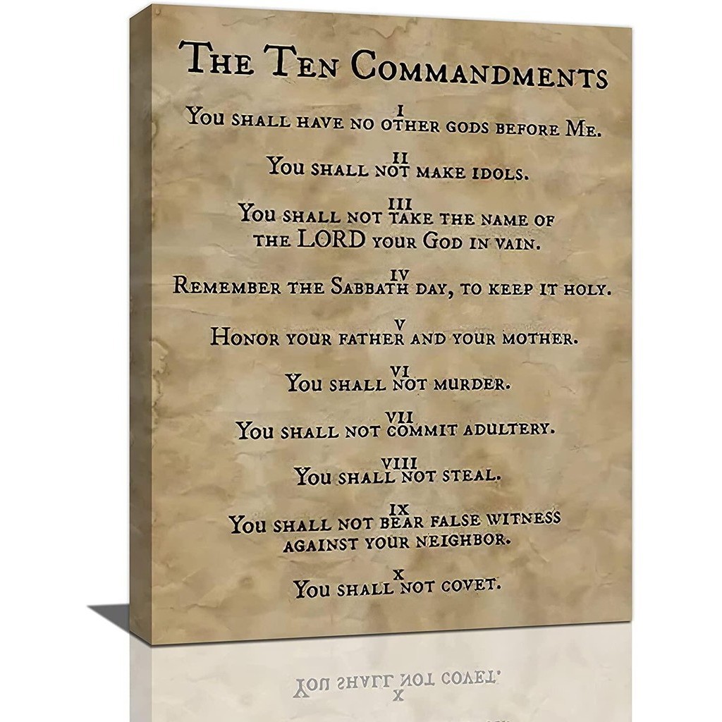 10 Commandments Canvas Wall Art Christian Religious Vintage Ten ...