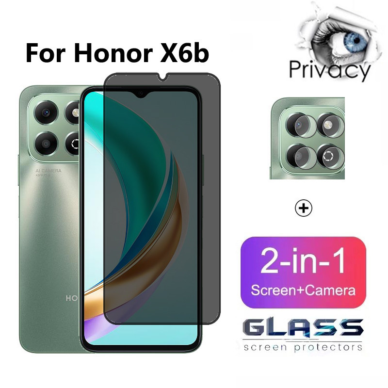 2 in 1 Honor X6B 4G Anti-peeping Screen Protector Full Cover Tempered ...