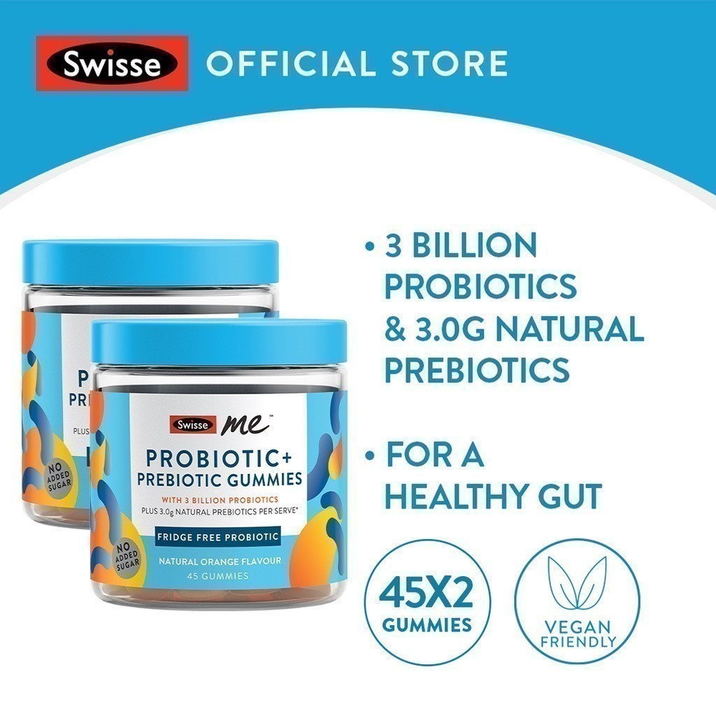 [Twin Pack] Swisse Adults Probiotic + Prebiotic Gummies 45 Pack ...