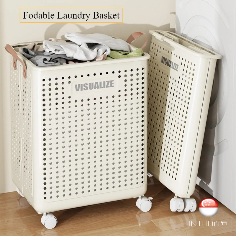 【SG Ready Stock】 Foldable Laundry Basket with Wheel Large Capacity ...