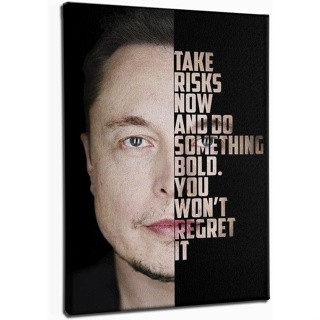 Large size Motivational Wall Art Elon Musk Poster 24x36 Positive Quotes ...