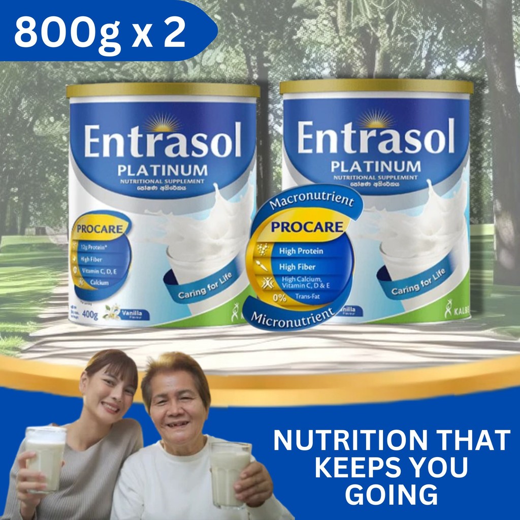 Entrasol Nutrition Milk Powder for Elderly Adults 800gx2 Ensure Low Lactose Halal | Shopee Singapore