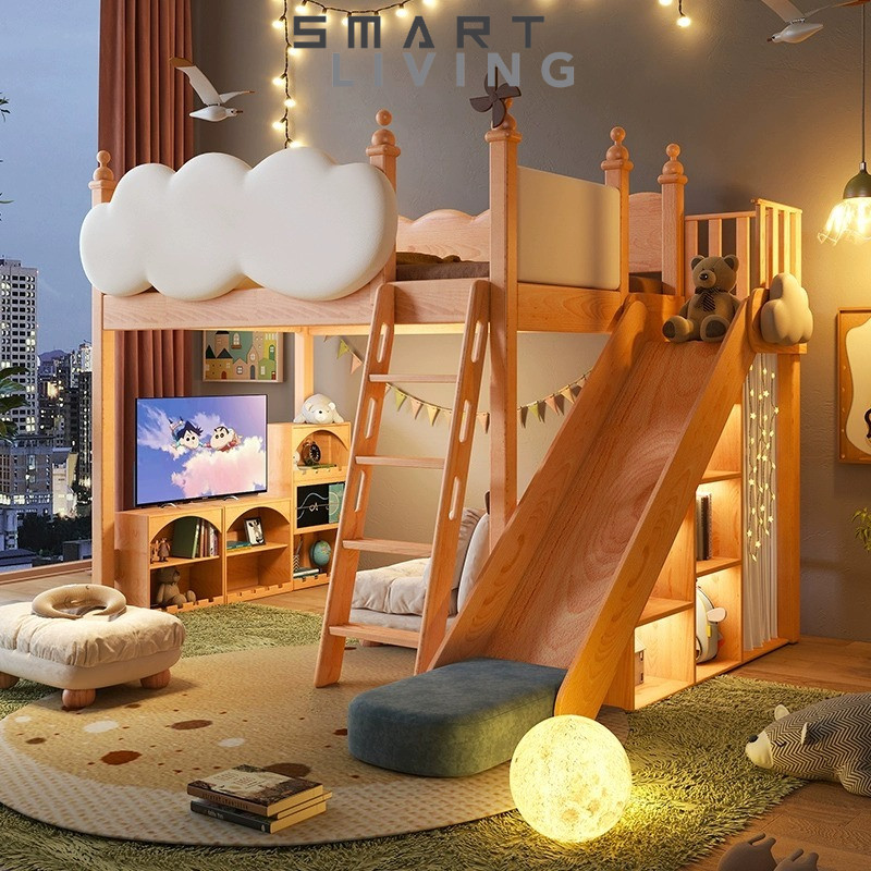 Pre-Order Solid Wood Kids Bunk Bed - Princess Castle, Tree House Slide ...
