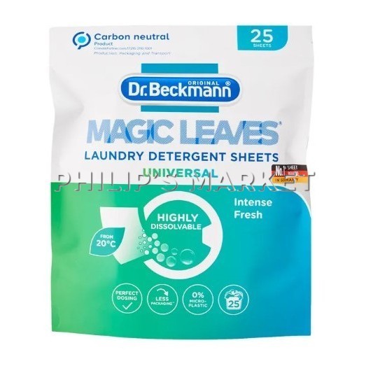 Dr Beckmann Magic Leaves Laundry Detergent Sheets (Universal) 25 sheets ...