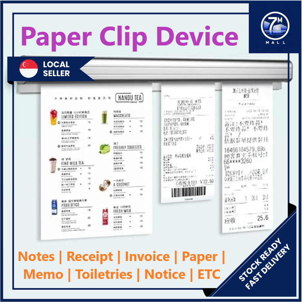 🇸🇬 Takeaway Paper Clip Device | No Drill Holder Receipt Bill Office ...