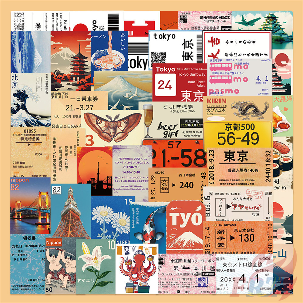 Tokyo Travel . Retro Japanese Customs & Culture Art Series 01 Stickers ...