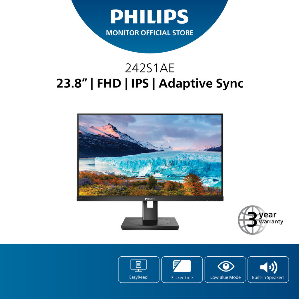 Philips 242S1AE 23.8" IPS FHD 75Hz adjustment stand bulit-in Speaker ...