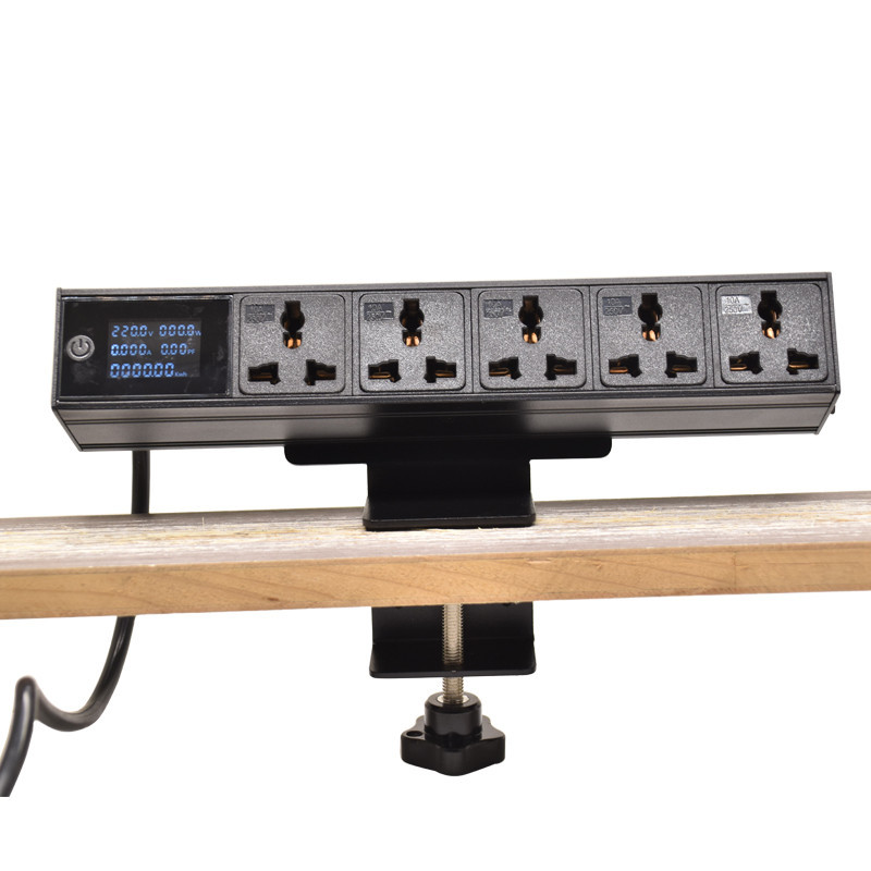 Hidden Power Strip Table Clamp Outlet Clip with ammeter/voltmeter/power ...