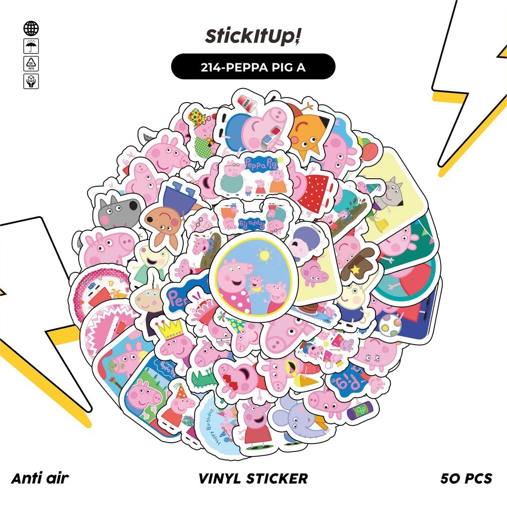 50 Pcs Sticker Pack Graffiti Cartoon Motif Peppa pig Cute Aesthetic ...
