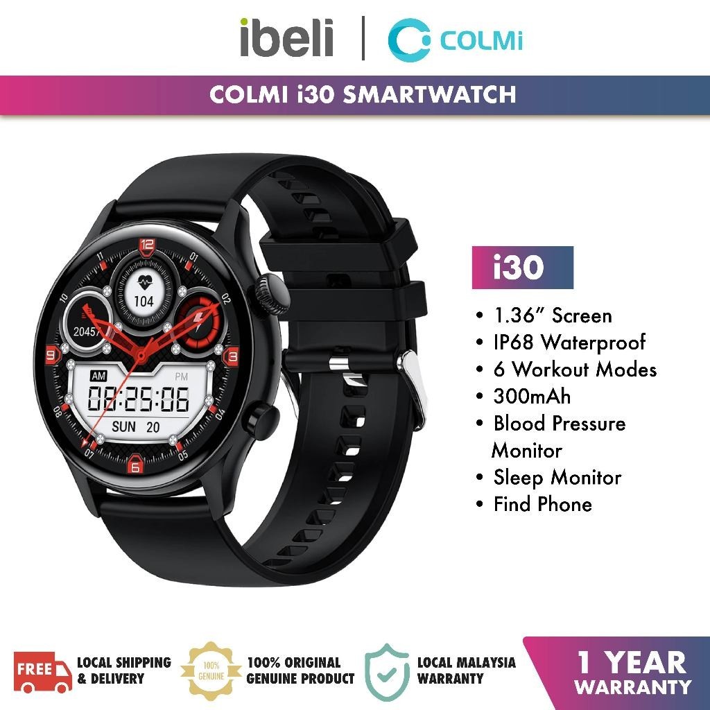 Colmi i30 Smart Watch 1.36" Screen IP68 Waterproof Call Message Heart ...