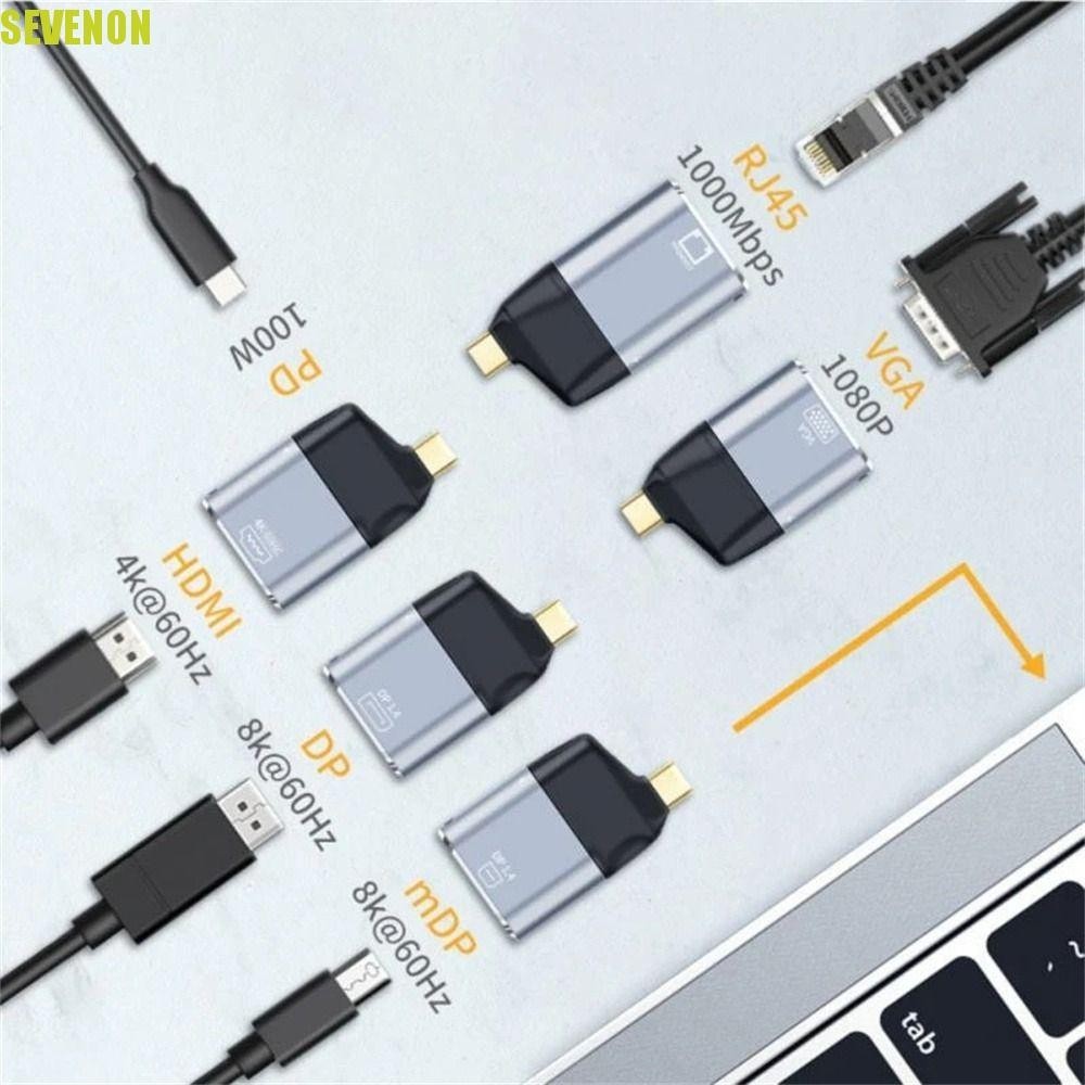 SEVENON Mini Adapter For Phone PC Laptop Portable Type C To HDMI DP/VGA ...