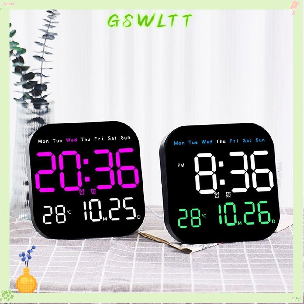 GSWLTT Electronic Wall Clock, Wall-mounted Multi-functional Digital LED ...
