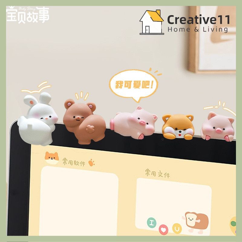 Cartoon Animal Mini Computer Screen Ornament Cute Pigpy Office Desk ...
