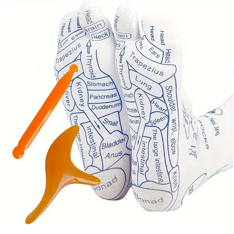 Foot Massage Relieve Acupoint Illustrated Socks Massage Health Care ...