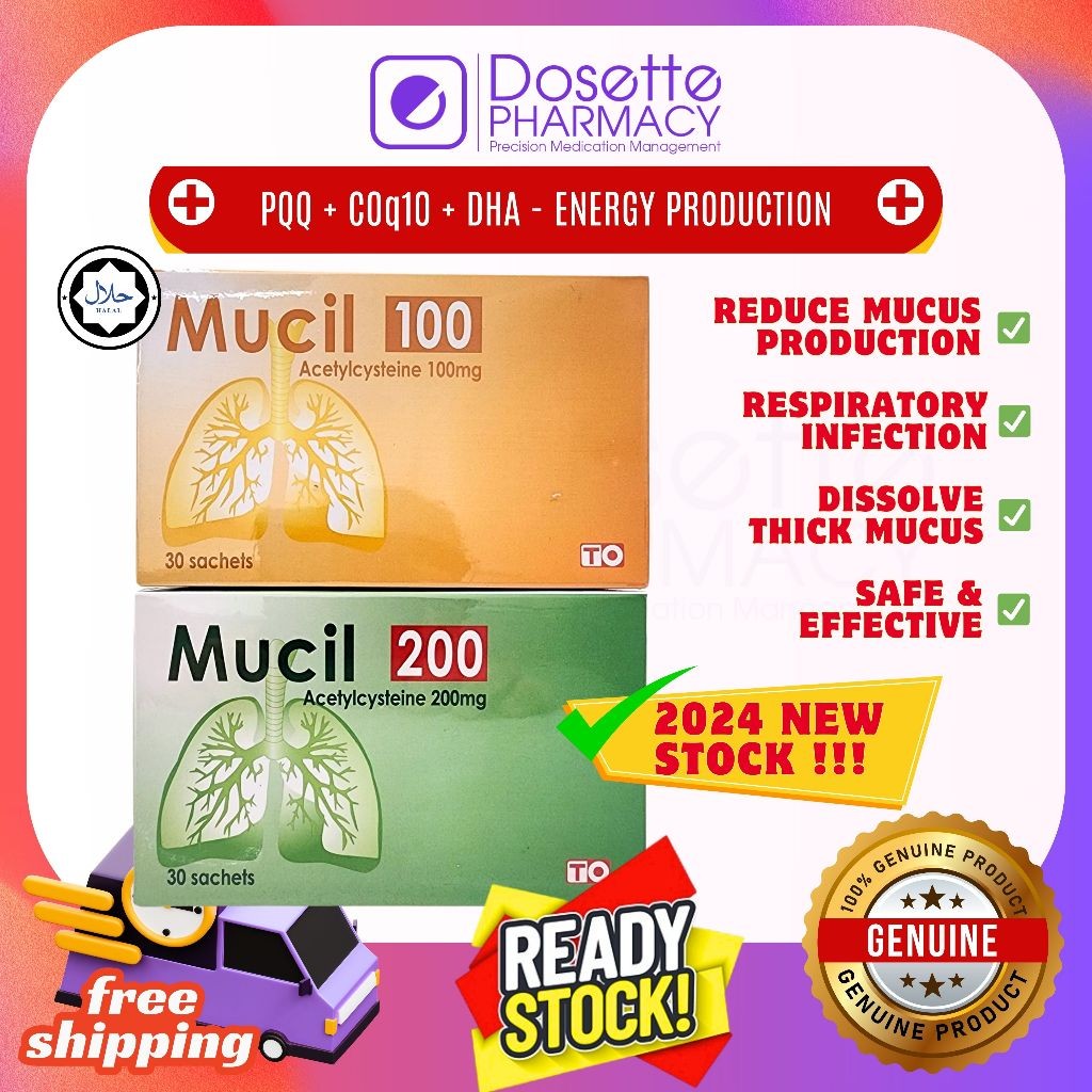 MUCIL 100/ 200 EXP:06/26 10's / 20's / 30's CLEAR UP MUCUS REDUCE MUCUS ...