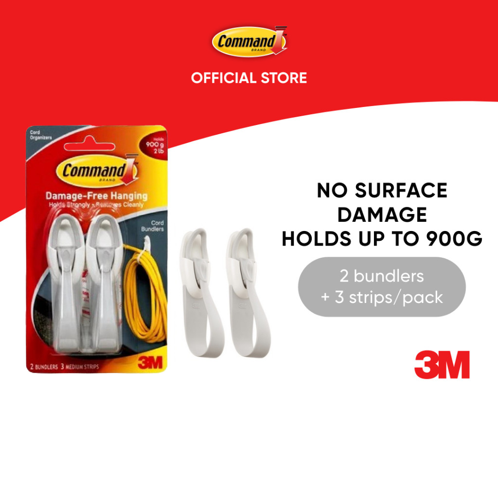 Reusable Cable Ties 3M Command Cord Bundlers - White Cable Management ...