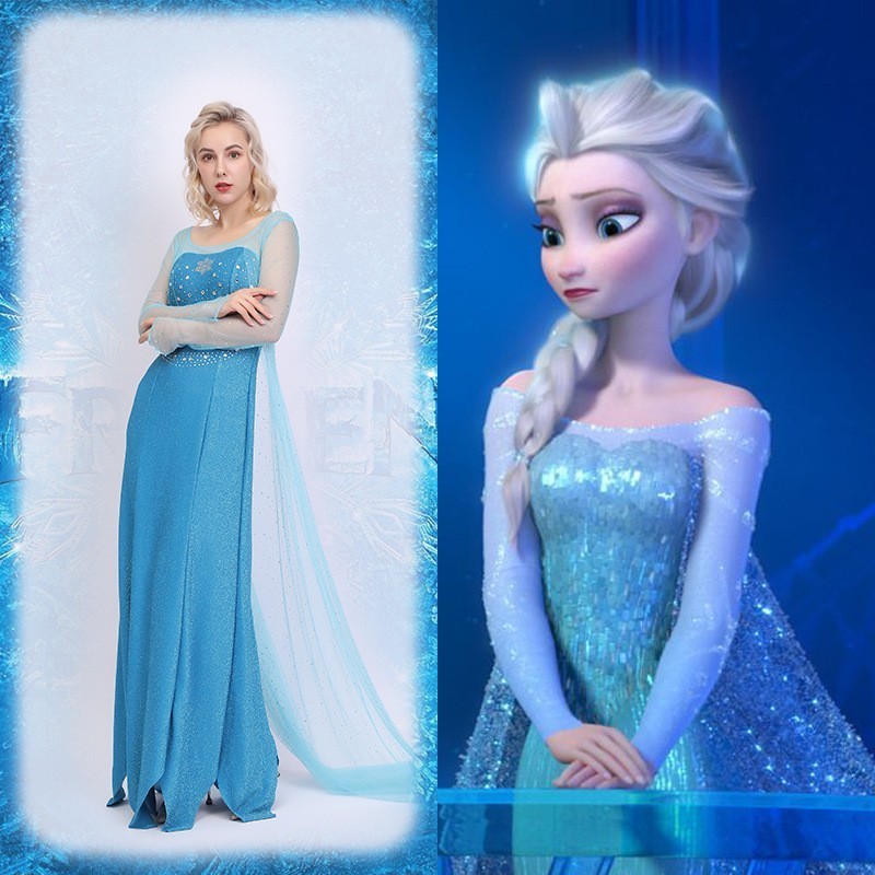 Frozen Adult Elsa Princess Dress Long Mopping Disney Elsa Princess ...