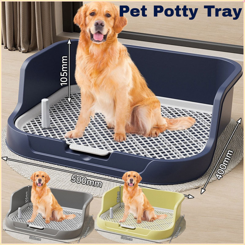 Pet Potty Tray Dog Training Toilet with Fence Wall Cover Detachable ...