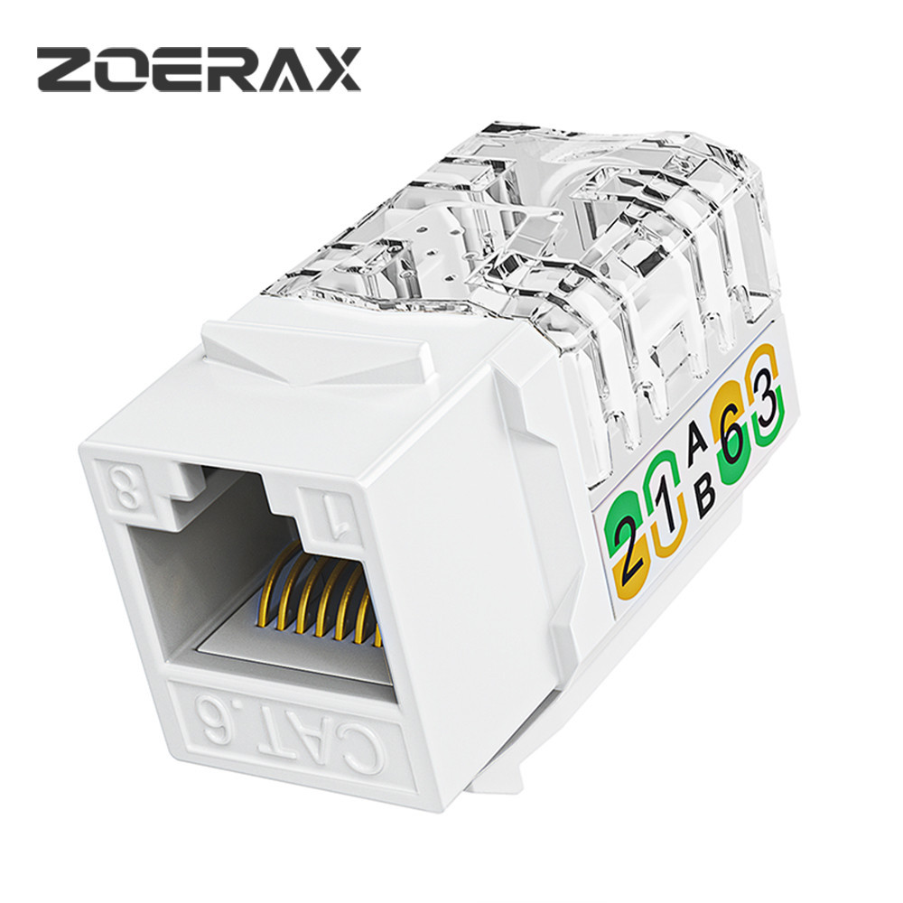 ZoeRax RJ45 Cat6 Keystone Jacks Slim Profile 1/10/30-Pack, 90-Degree Ethernet Punch Down ...