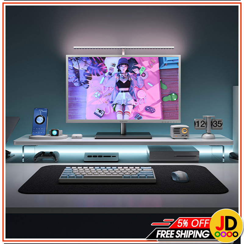 White Monitor Riser Stand Desktop Height Increase Shelf Elevated Rack ...