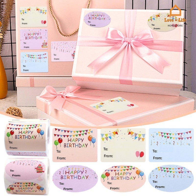 200Pcs/Roll Colorful Ribbon Balloons Painted Name Tags - Happy Birthday ...