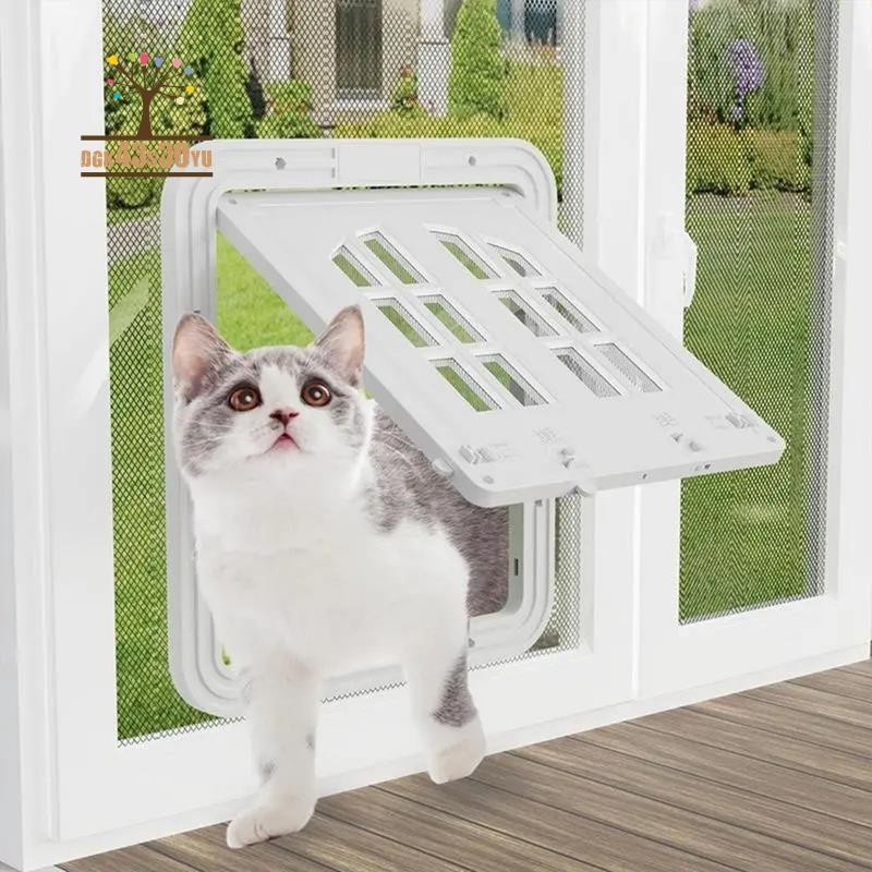 Pet Door Lockable Inside Door Flap Cat Window Door Cat Screens Barrier ...