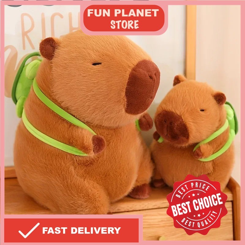 Capybara Plush Toy with Detachable Little Turtle Backpack Anak Patung ...