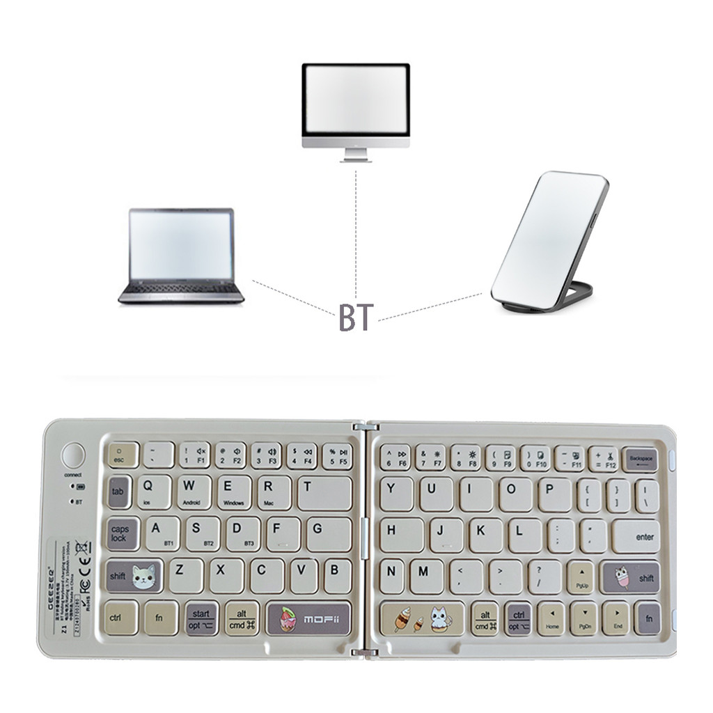 Foldable Bluetooth Wireless Folding Keyboard 67 Keys Cute Style ...