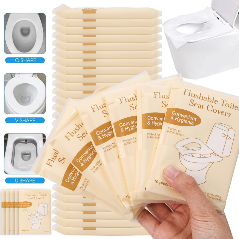 50Pcs Disposable Toilet Seat Cover - Waterproof Toilet Seat Paper Pad ...