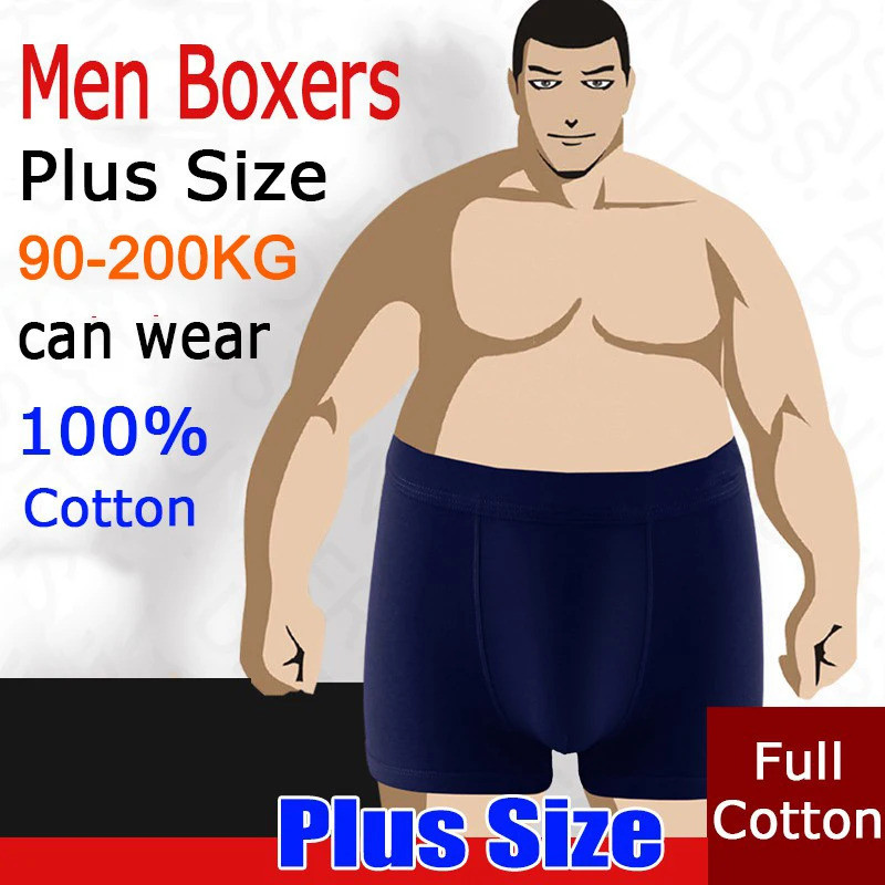 90-220KG Plus Size Men's High Quality Boxers Shorts Full Cotton Fabric ...