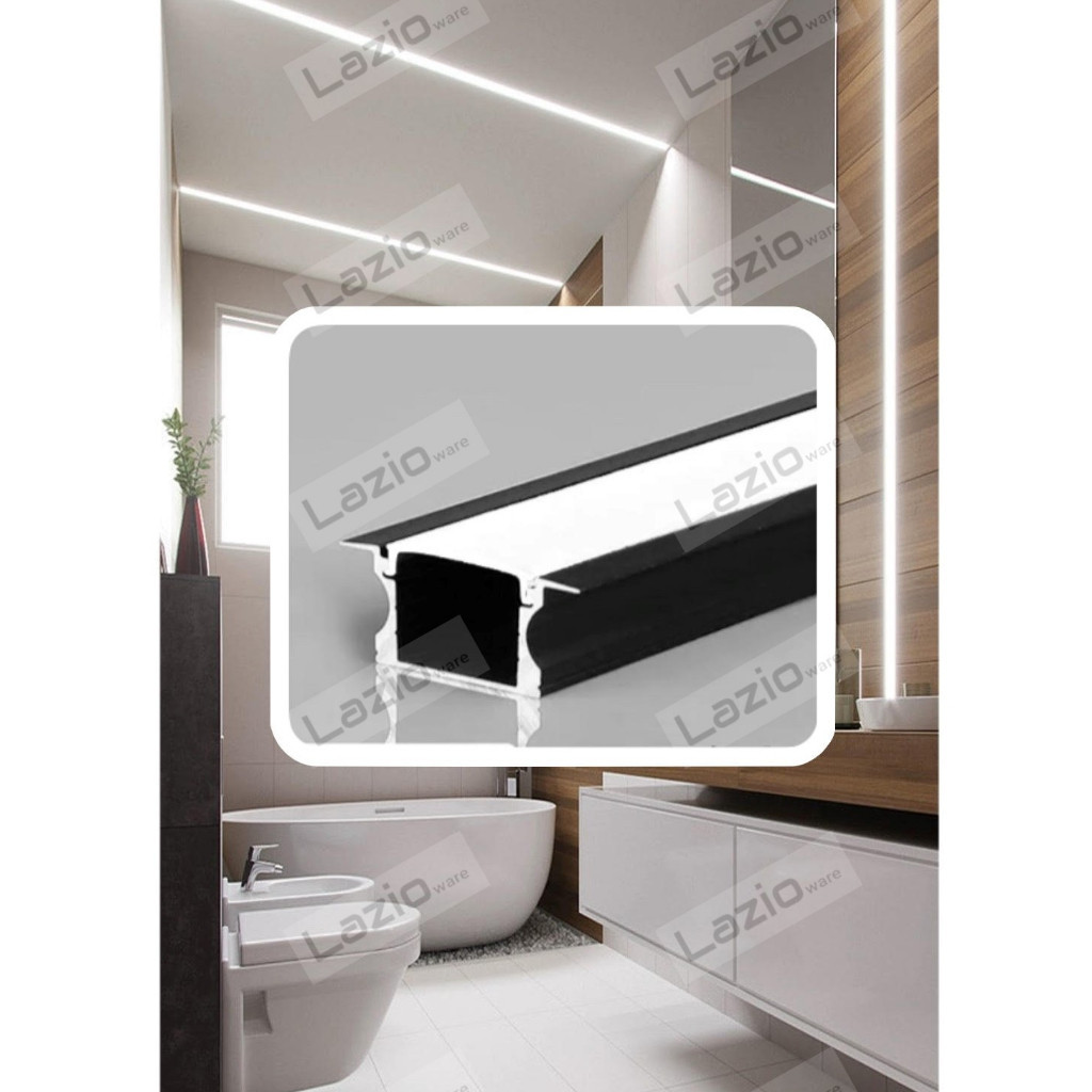 1m Black coated aluminium LED strip U channel / profile track rail ...