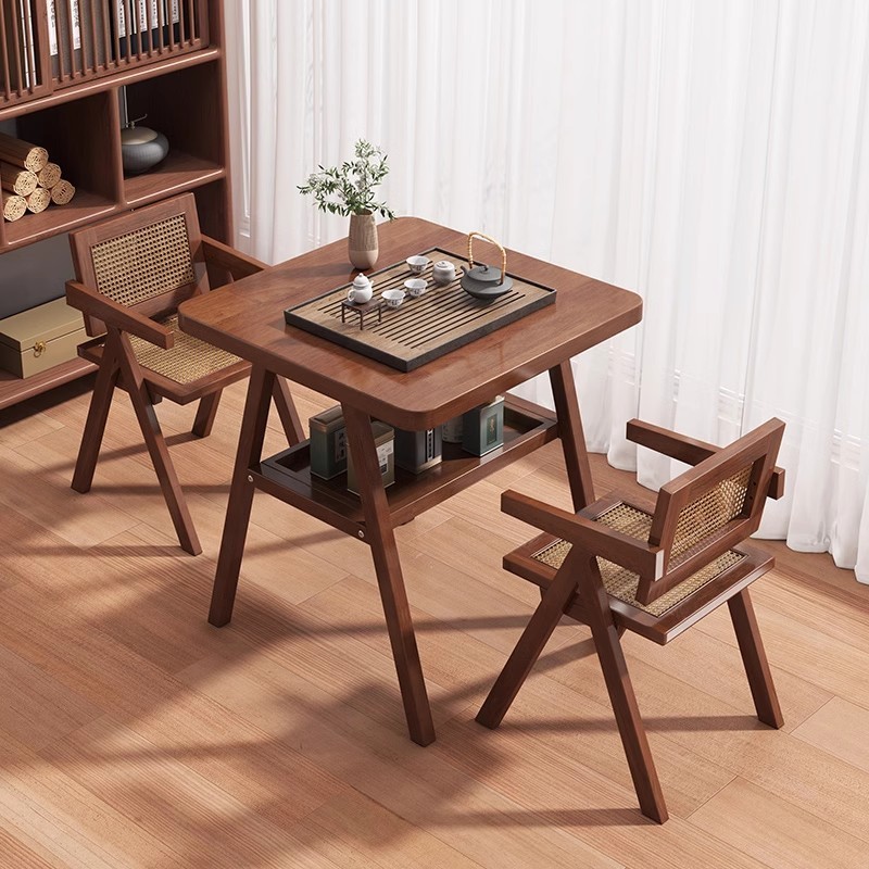 Solid Wood Balcony Tea Table Chair Combination Simple Negotiation Table ...