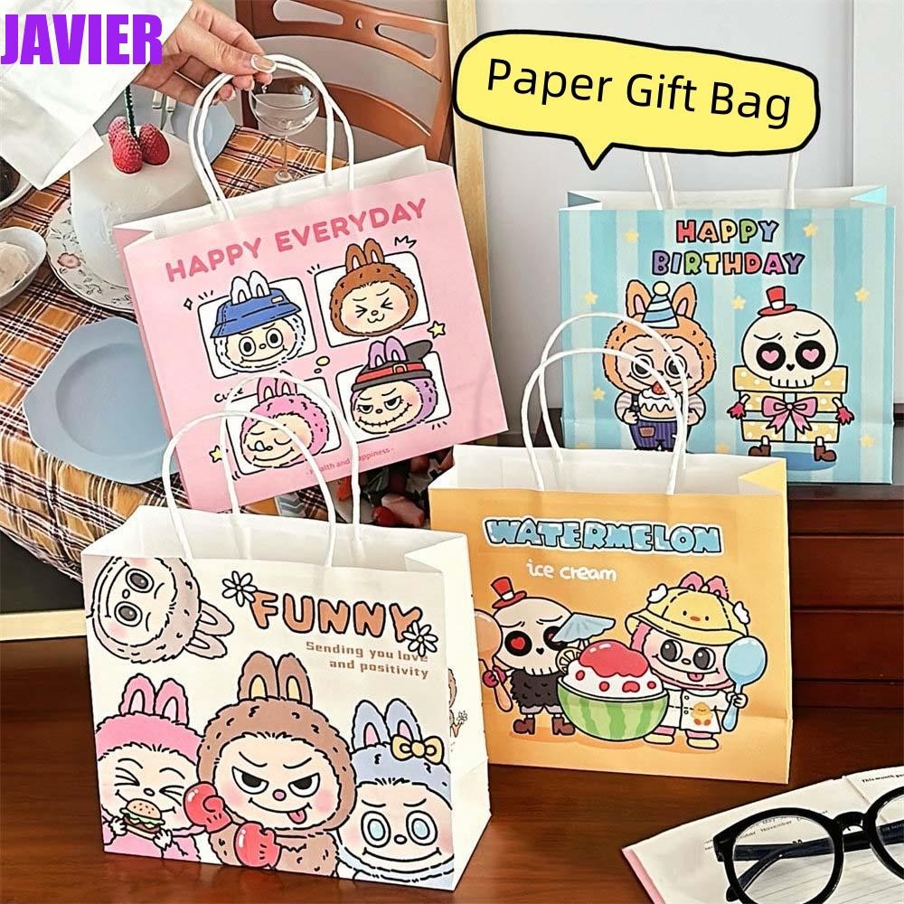 JAVIER Cartoon Labubu Paper Gift Bag, Tote Bag Pouches Labubu Package ...