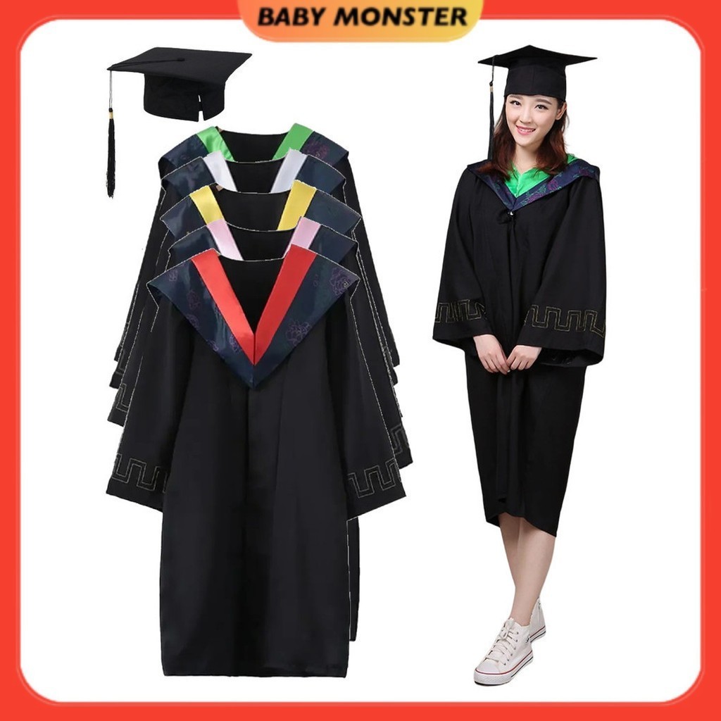 BMS 3 in 1 Set Women Graduation Robe Hat Stole Jubah Graduasi ...