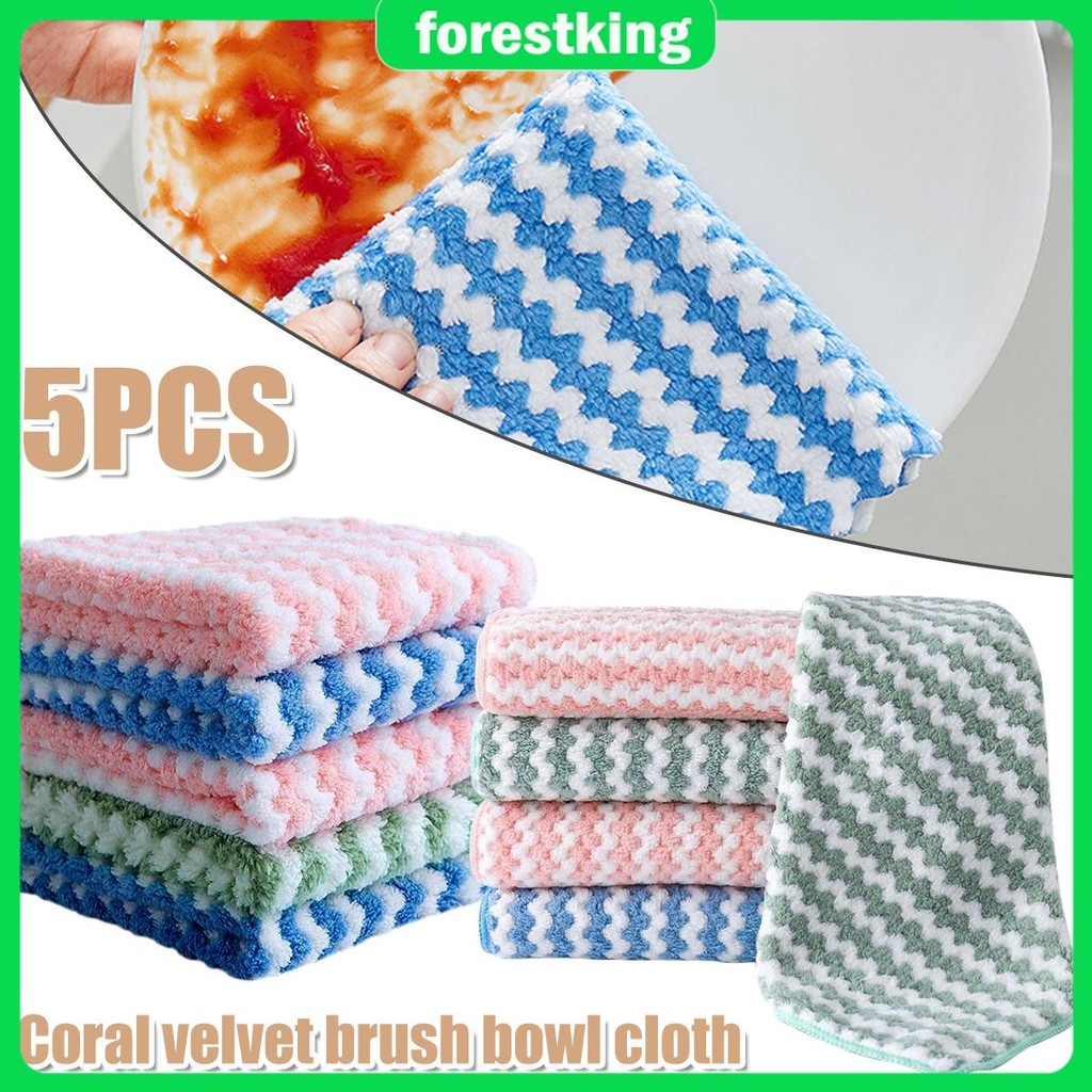 5pcs Kitchen Dish Cloths Soft Absorbent Dish Rag Reusable Dish Towels ...