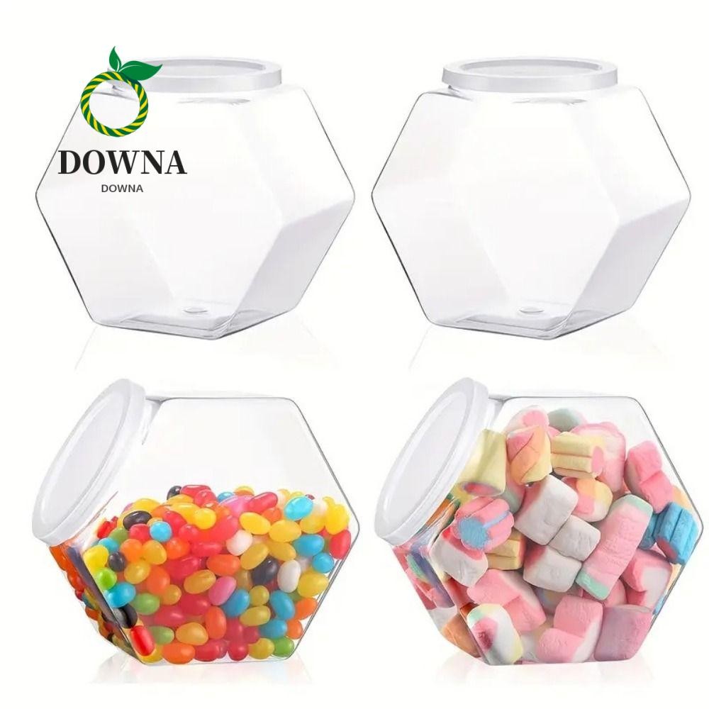 DOWNA Candy Cookie Jar, Hexagonal Packaging Jars, Portable with Lid ...