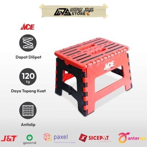 MERAH Ace Ace 22 cm Folding Step Stool - Red Foldable Step Stool Mini ...