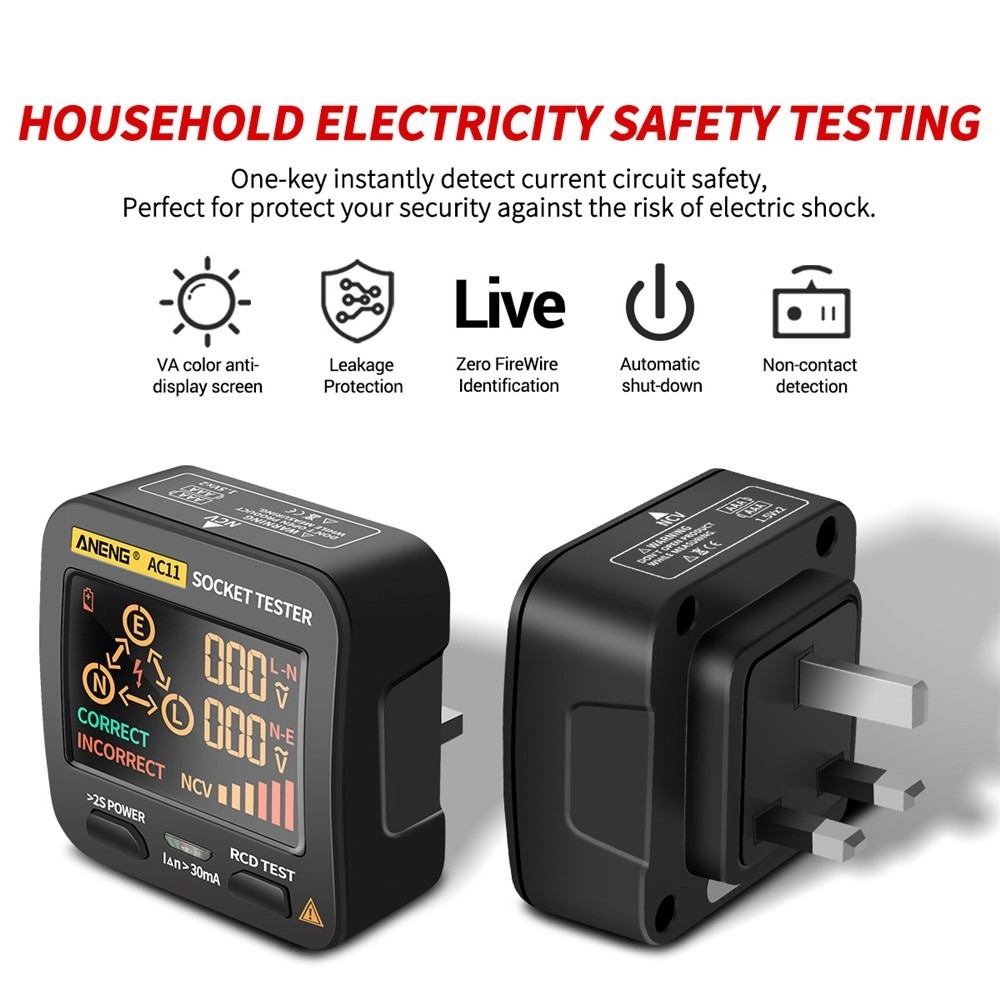 Digital Smart Socket Tester Voltage Test Socket Detector UK Plug Ground ...