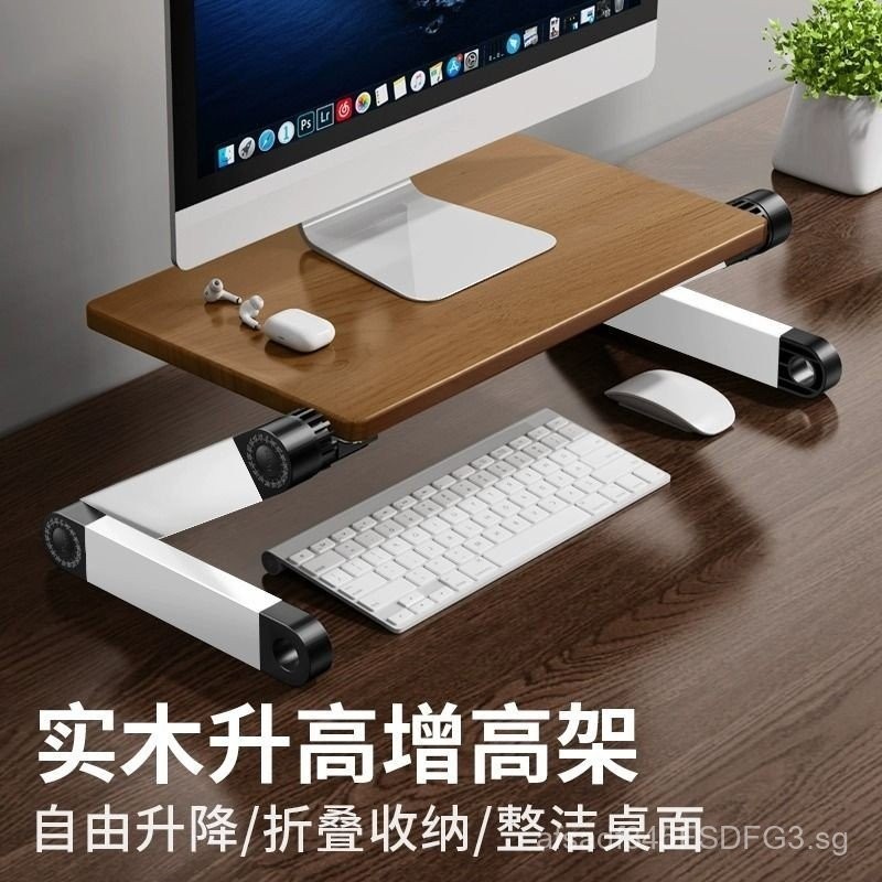 Solid Wood Monitor Elevated Rack Foldable Riser Laptop Stand Desktop ...