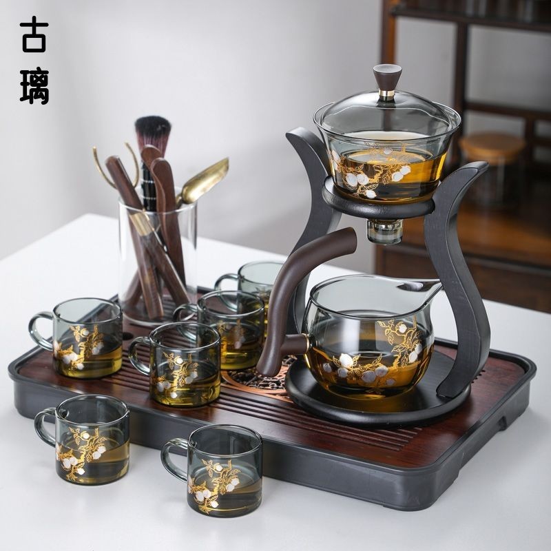 High borosilicate glass tea maker, lazy semi-automatic teapo高硼硅玻璃冲茶器懒人半 ...